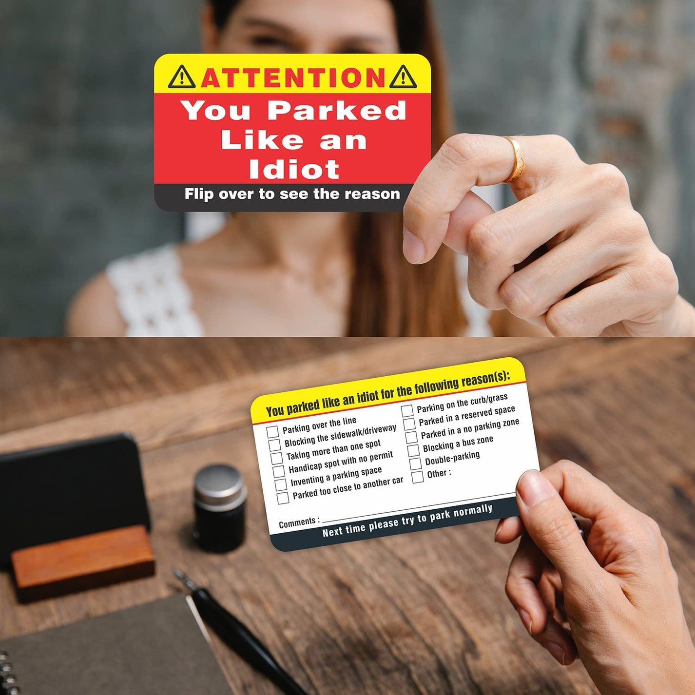 'You Parked Like an Idiot' business cards - for those frustrating mome ...